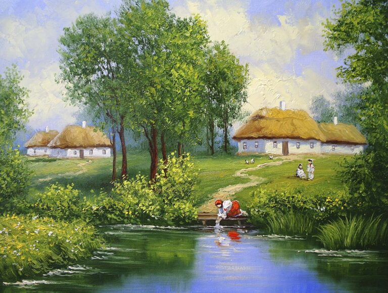 Gaon Ki Duniya, Beautiful Painting Bedroom Wallpaper - Magicdecor®