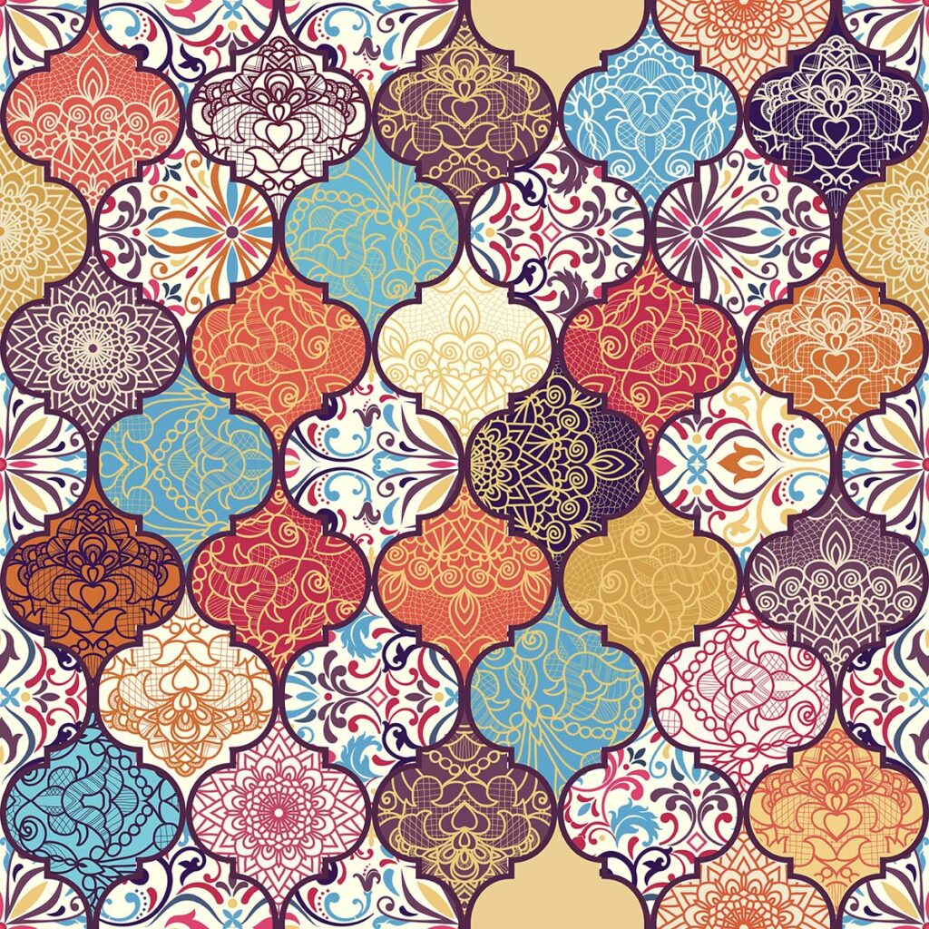 Bedroom Wallpaper, A colorful pattern of ornate shapes - Magicdecor®