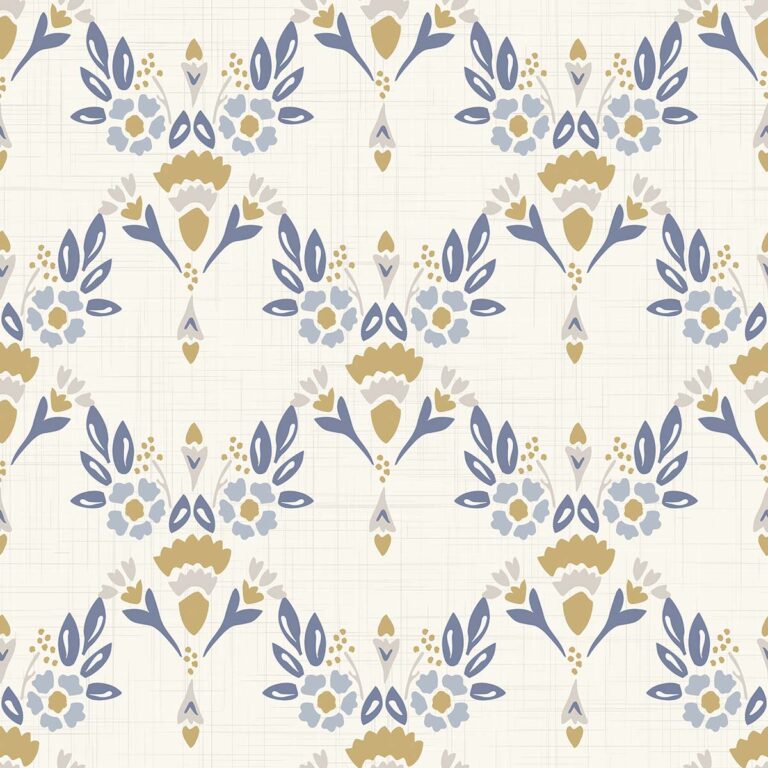 A pattern of flowers and leaves on a white background - Magicdecor®
