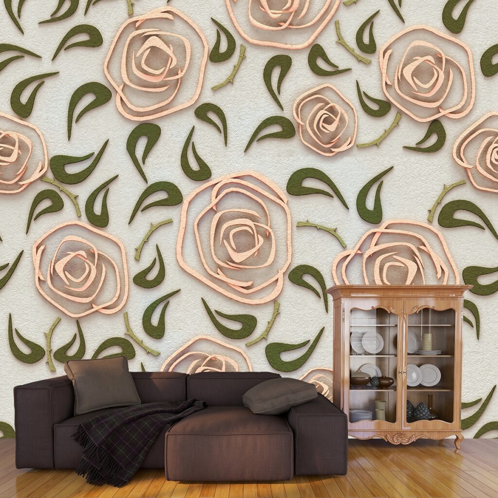 A Wallpaper Mural of Flowers in Geometric Pattern - Magicdecor®