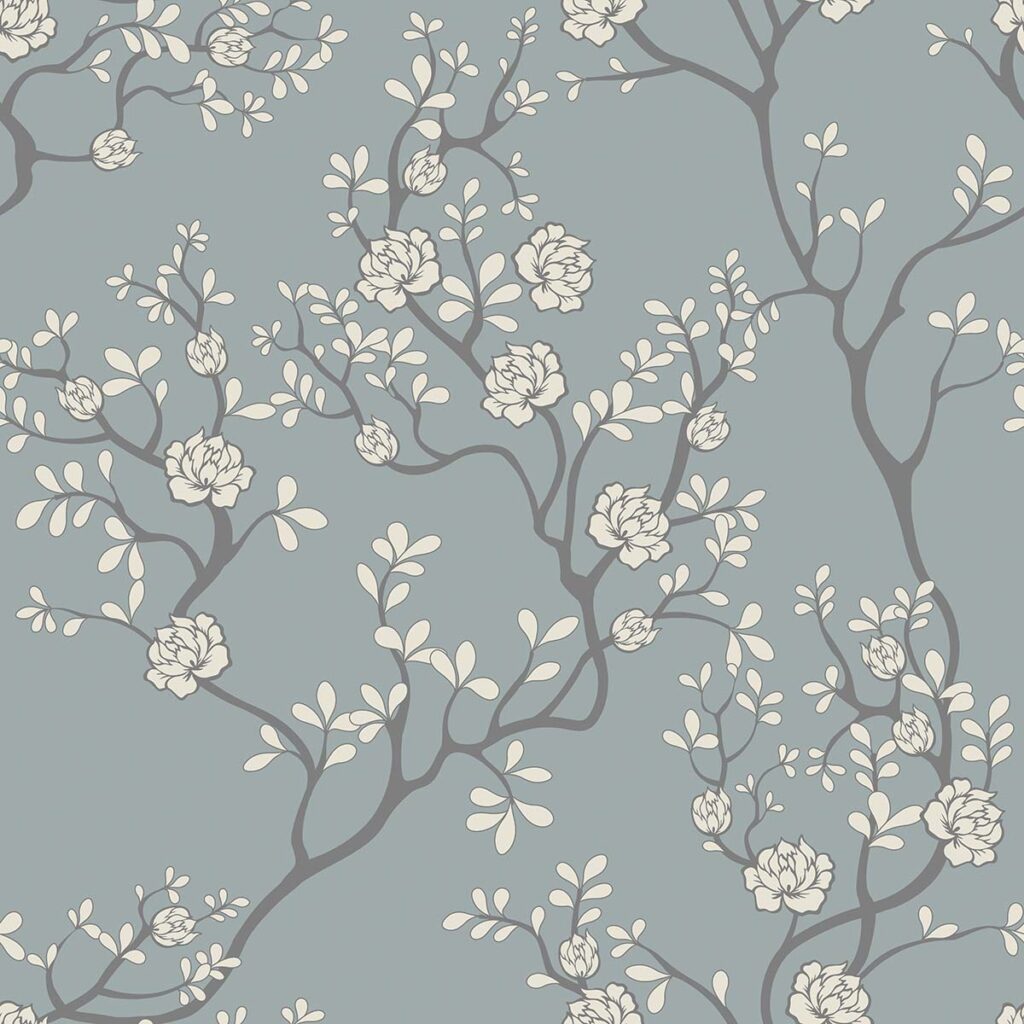 A pattern of white flowers on a blue background - Magicdecor®