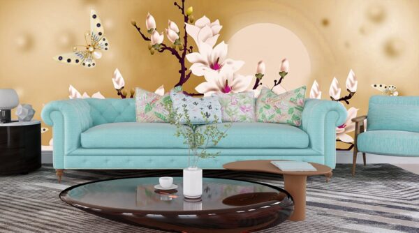 A tree with white flowers and butterflies - Magic Decor