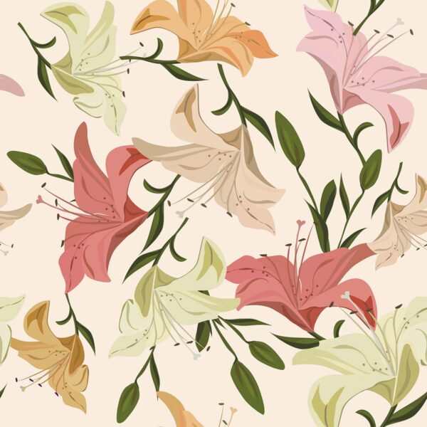 A pattern of flowers on a white background - Magicdecor®