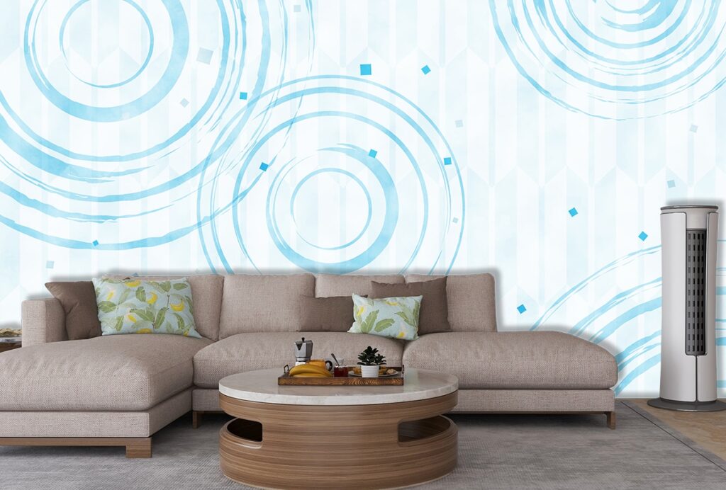A blue circles and dots on a white background - Magicdecor®
