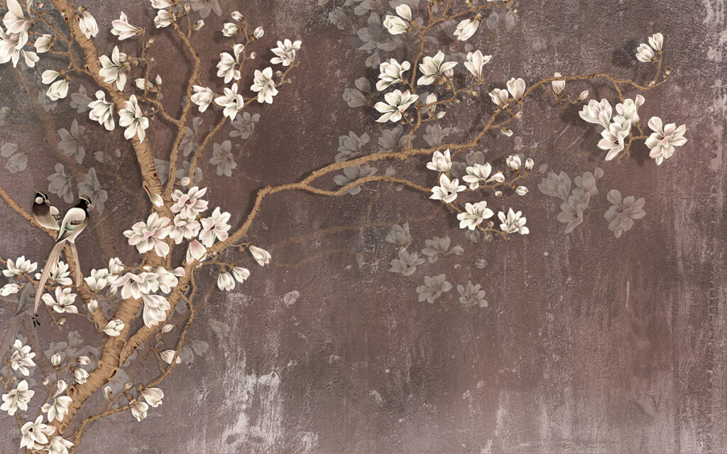 A tree branch with white flowers - Magicdecor®