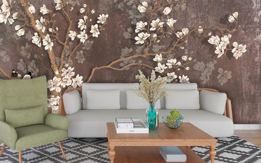 A tree branch with white flowers - Magicdecor®