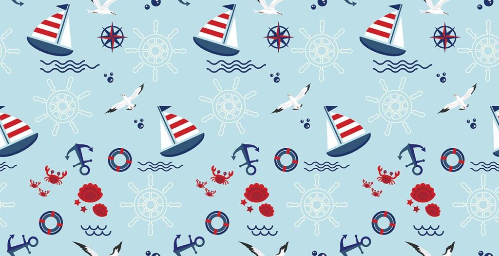 Kids Room Wallpaper - A pattern of seagulls and ships