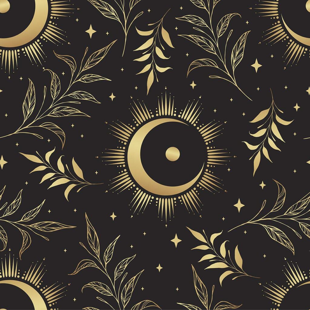 A pattern of gold sun and moon - Magicdecor®