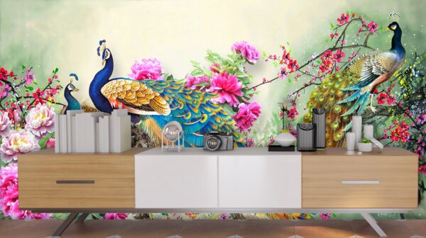 Colorful Peacocks Wallpaper - Magicdecor®