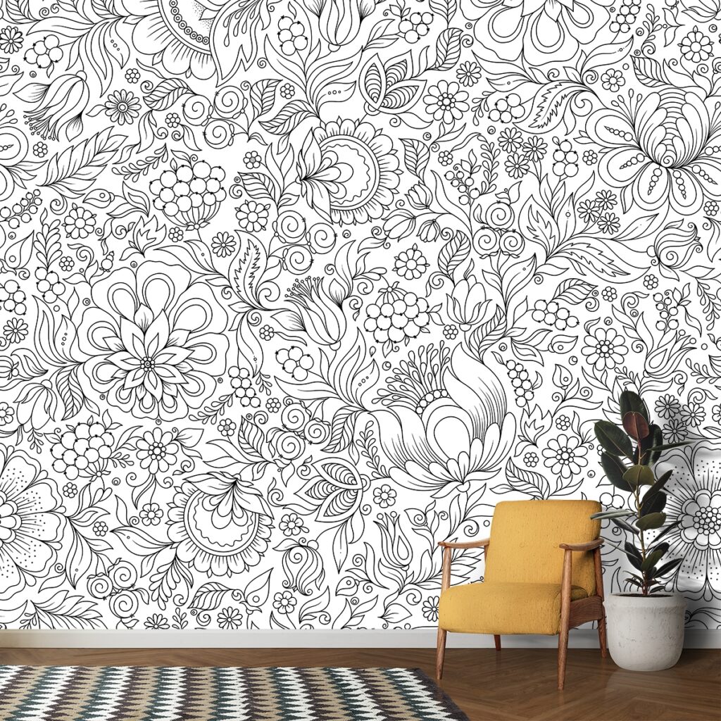 Black and White Flower Design - Magicdecor®