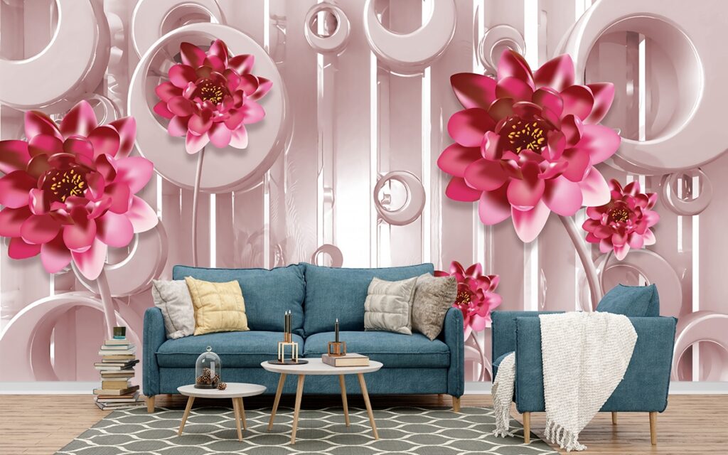 A swan swimming in water with pink flowers - Magicdecor®