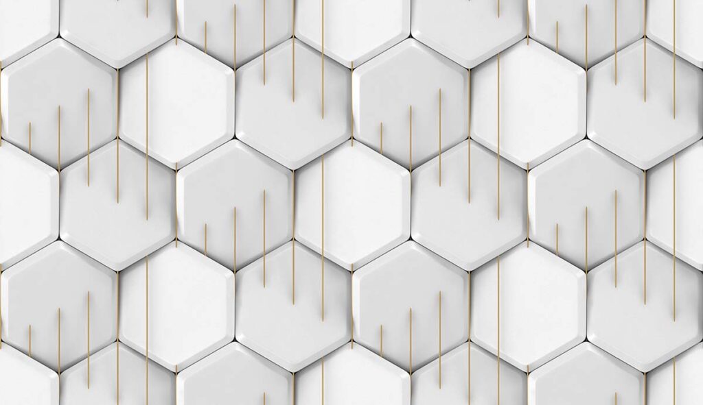 A pattern of hexagons with orange pins - Magicdecor®