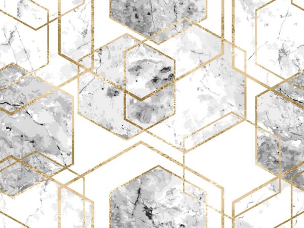A marble and gold hexagons pattern - Magicdecor®