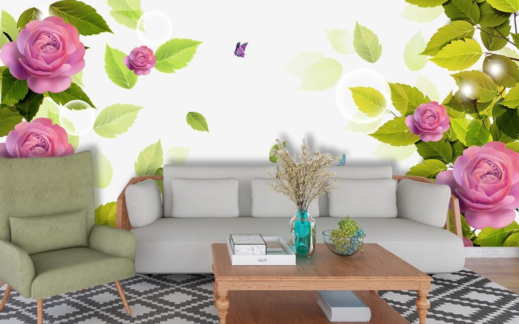 A green leaves and flowers - Magicdecor®