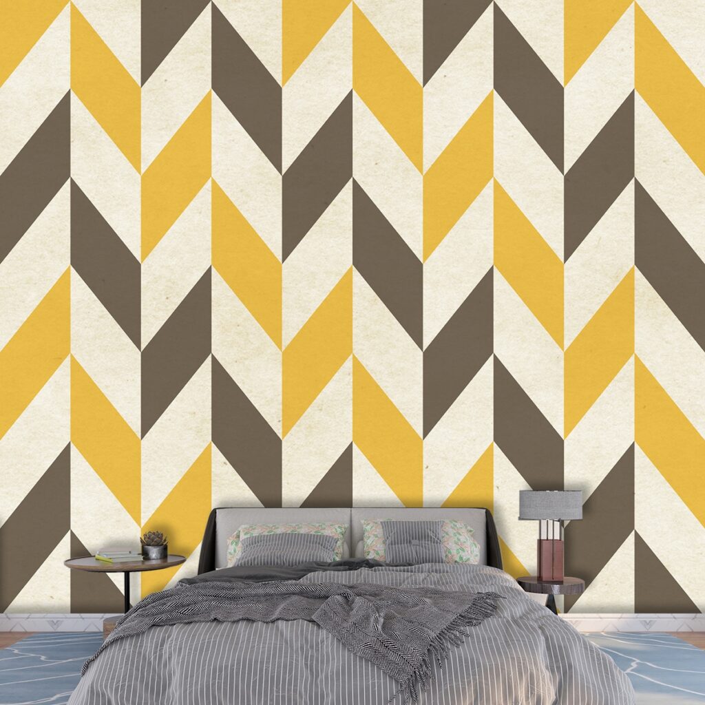 A pattern of yellow and grey chevrons - Magicdecor®