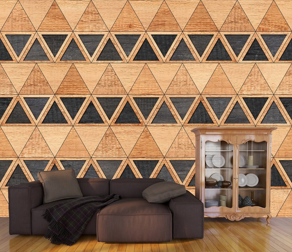 A pattern of triangles on a wood surface - Magicdecor®