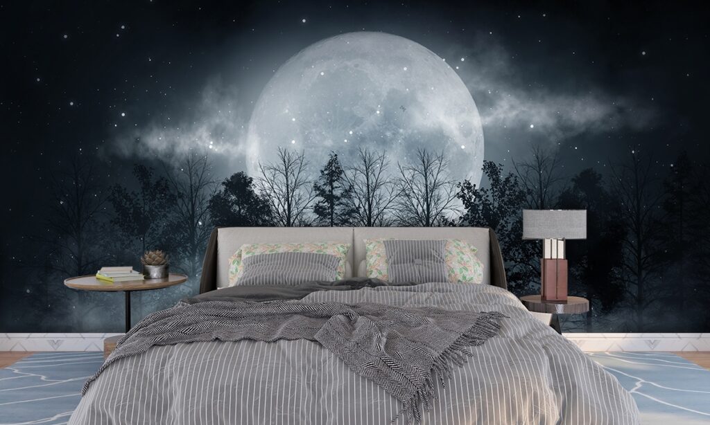 Bedroom Wallpaper of Moon in the Sky - Magicdecor®