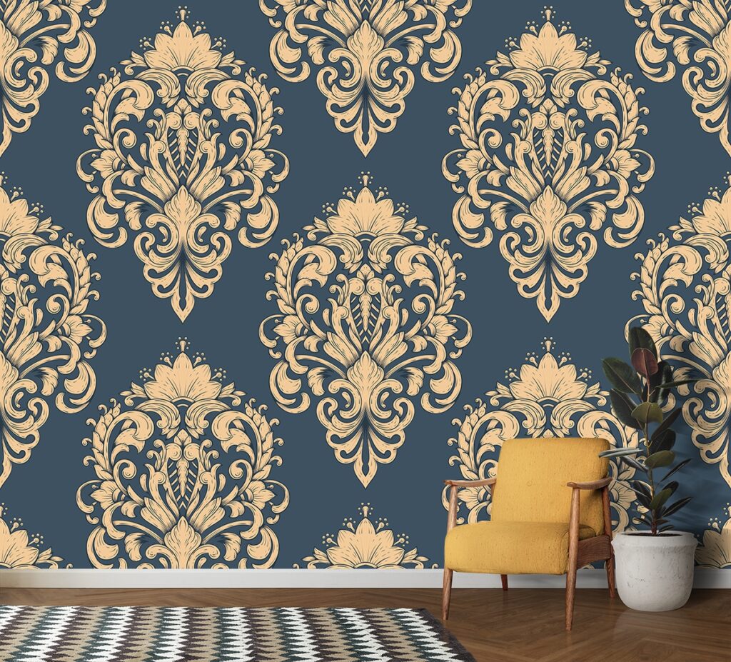 A Wallpaper of a Golden Floral Pattern for Wall - Magicdecor®