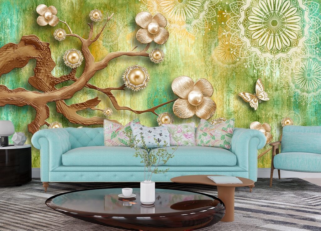 A tree branch with flowers and pearls - Magicdecor®