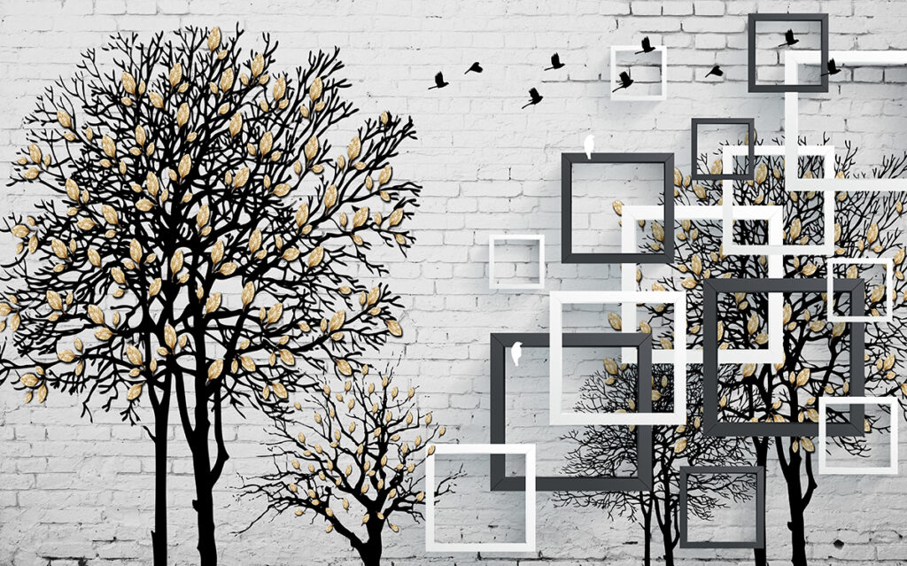 A Wall with a Tree and Birds - Magicdecor®