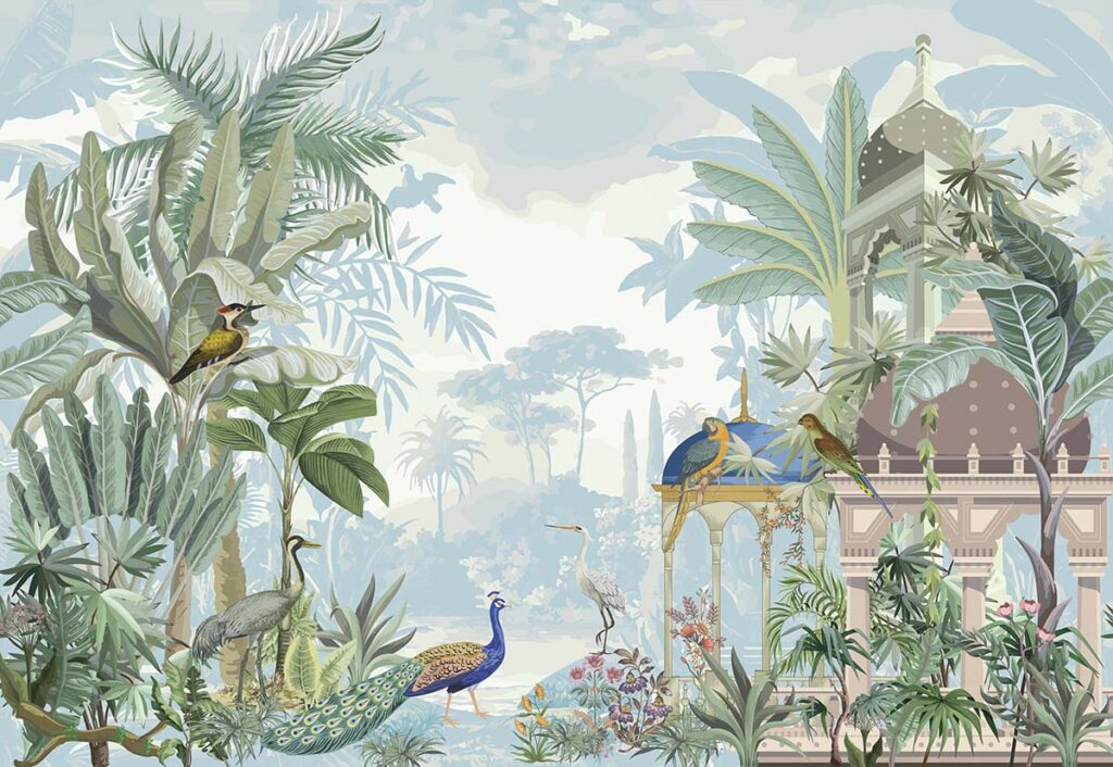 A mural of birds and plants - Magicdecor®