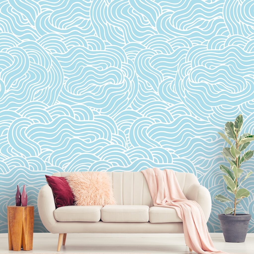 Modern Blue and White Waves Mural Wallpaper - Magicdecor®