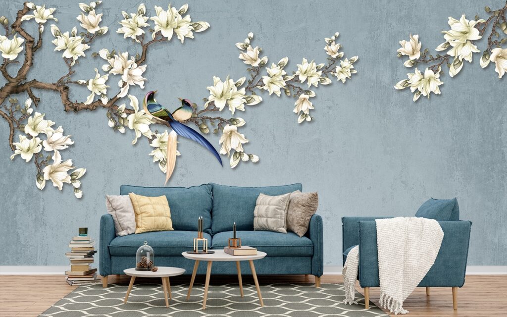 A Bird on a Branch with Flowers - Magicdecor®