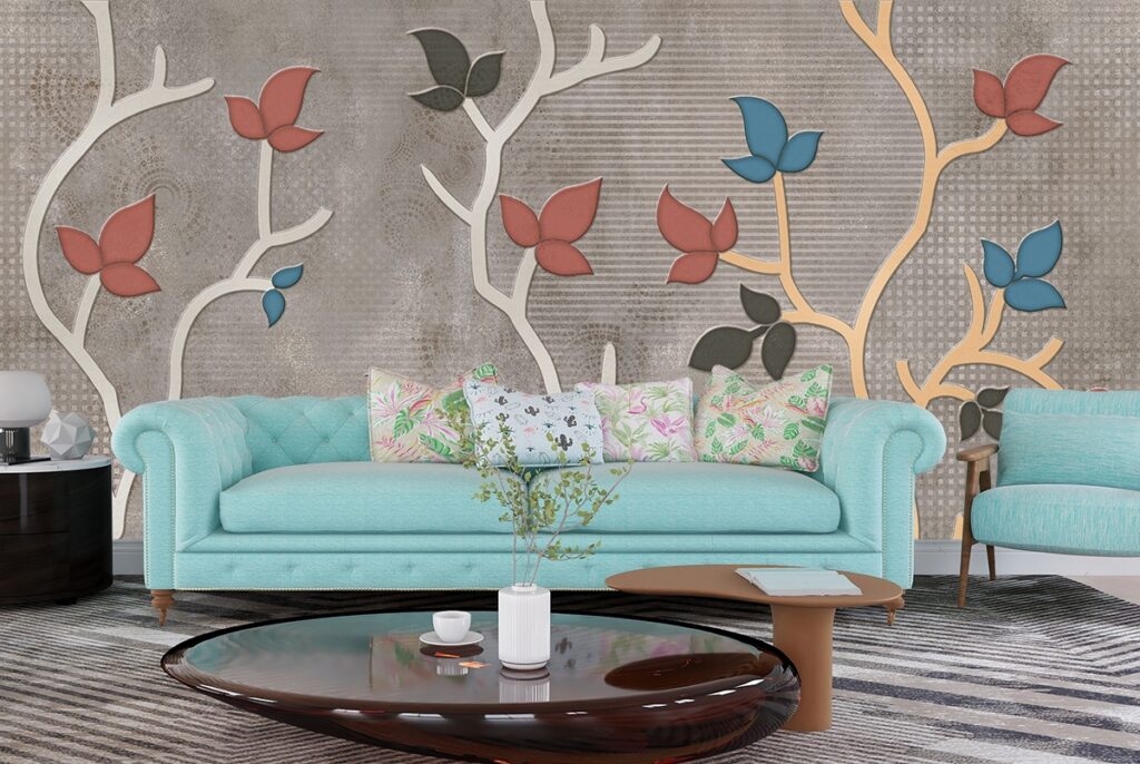 A wallpaper with leaves and branches - Magicdecor®