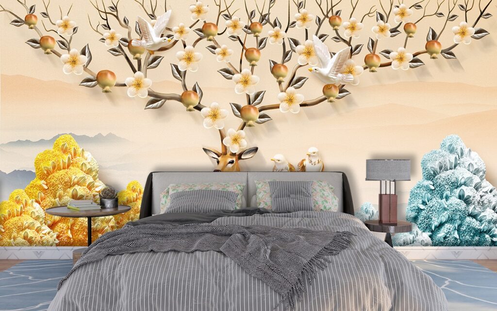 A deer and birds on a tree - Magic Decor