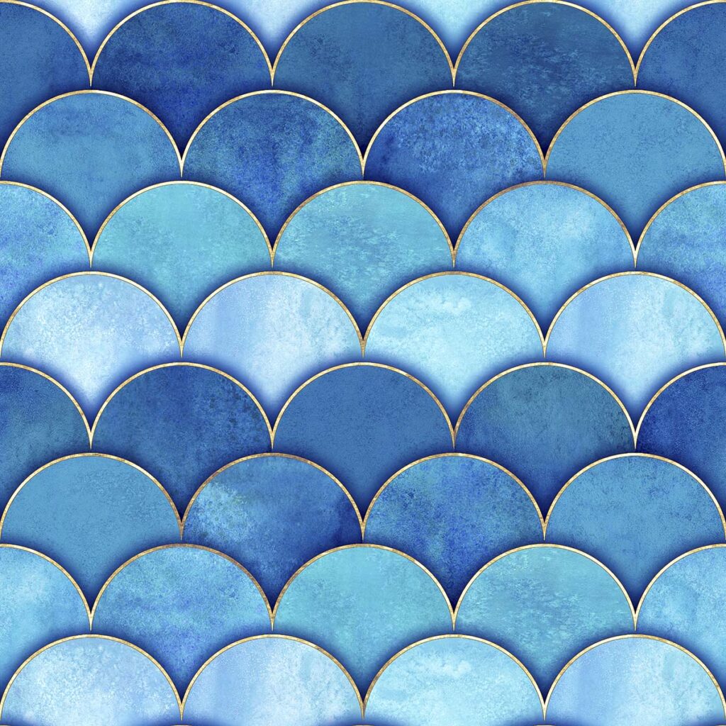 Blue Fish Scale Pattern Wallpaper for Walls - Magicdecor®