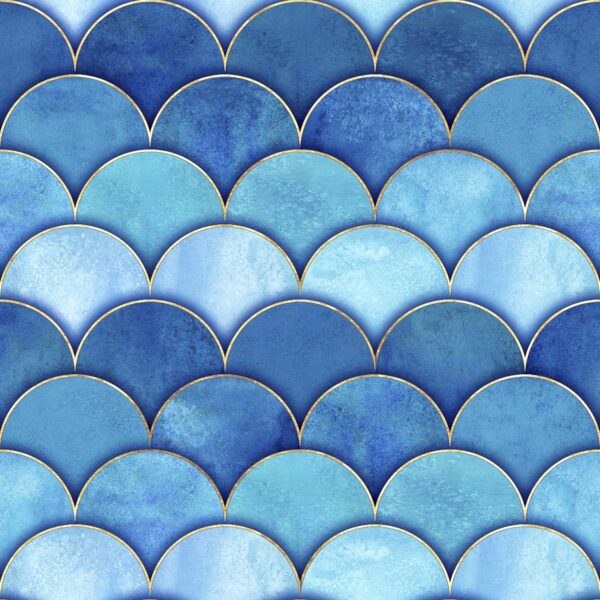 Blue Fish Scale Pattern Wallpaper for Walls - Magicdecor®