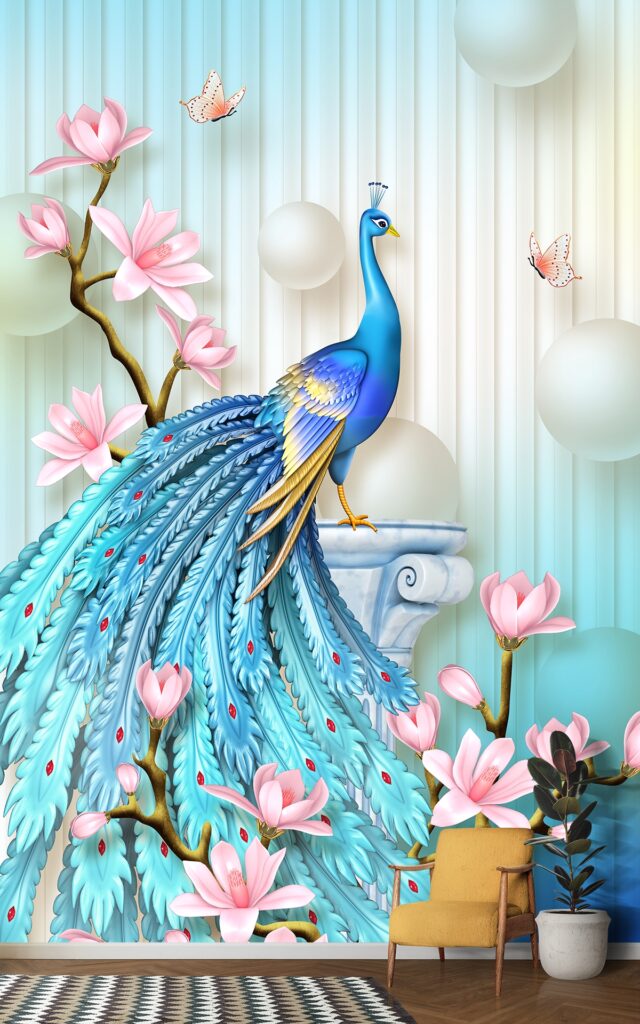 A blue peacock Wallpaper - Magicdecor®