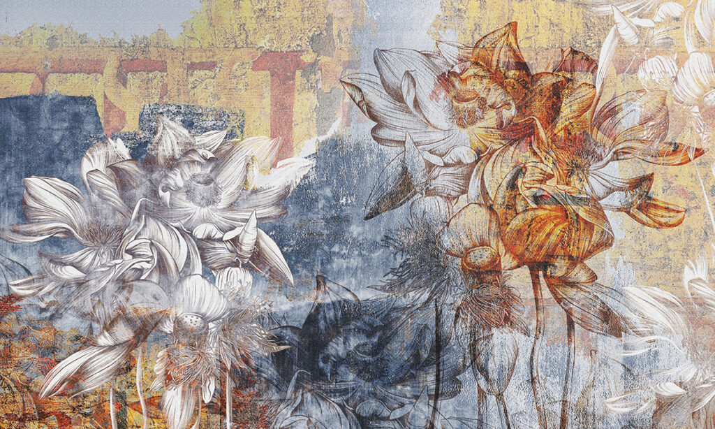 An Abstract Wallpaper of Flowers on a Wall - Magicdecor®