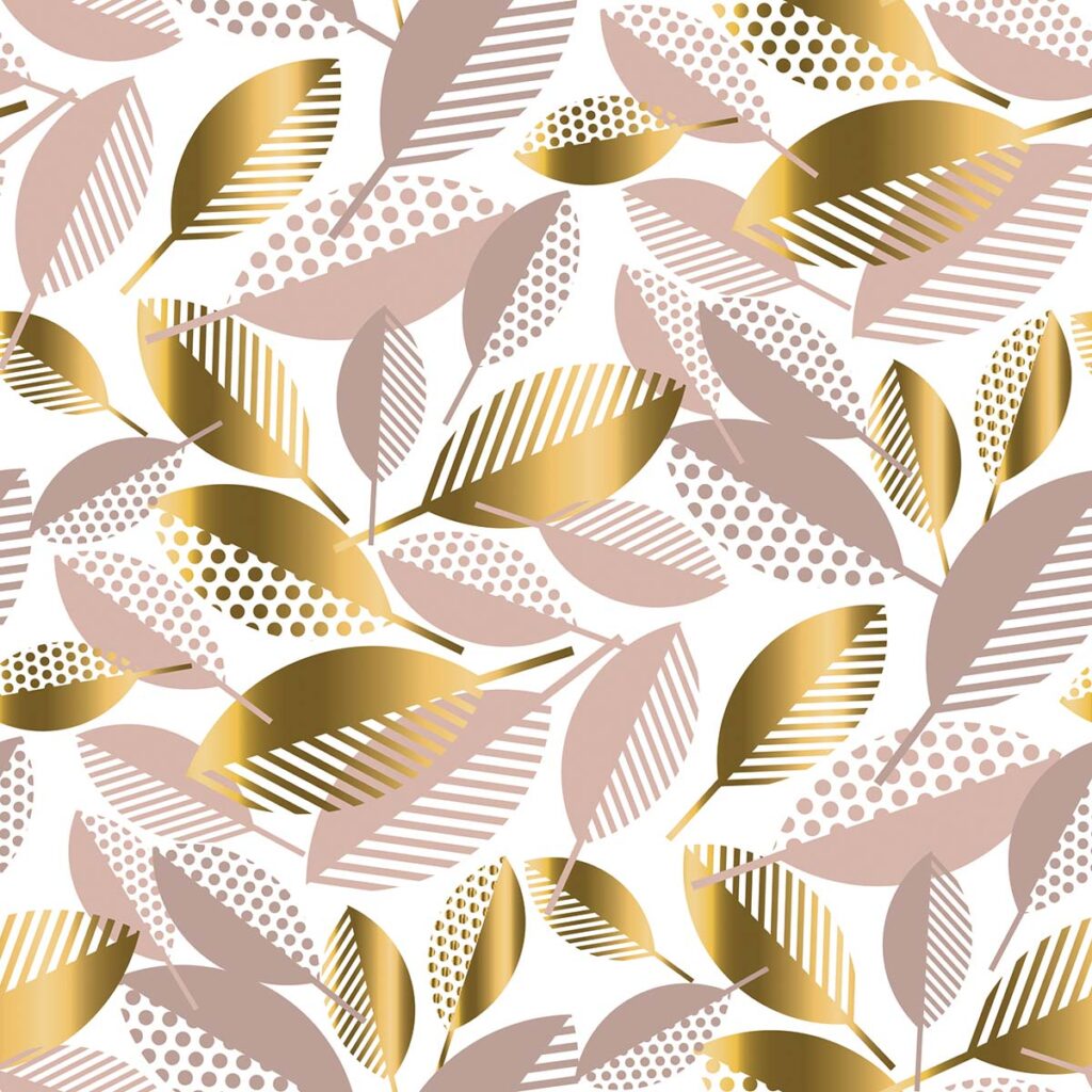 Luxurious Pattern of Gold and Pink Leaves Wallpaper - Magicdecor®