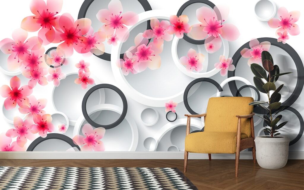 A group of circles and flowers - Magicdecor®