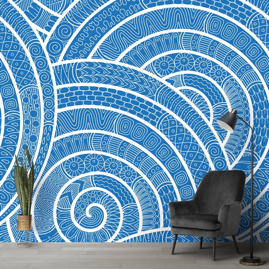 Blue Fibonacci Pattern Wallpaper for Walls - Magicdecor®