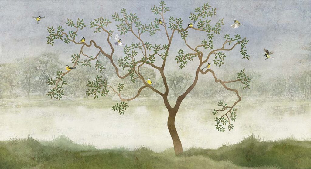 Birds Sitting on Tree Branches Mural Wallpaper - Magicdecor®
