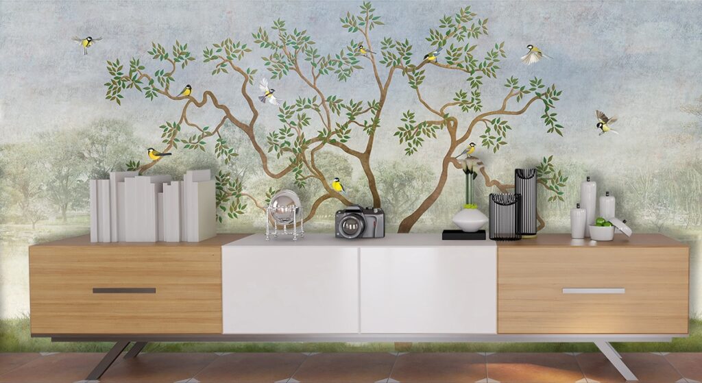 Birds Sitting on Tree Branches Mural Wallpaper - Magicdecor®