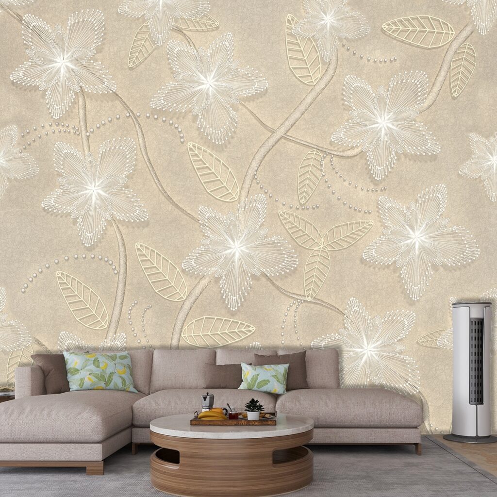 A white and gold floral pattern - Magicdecor®