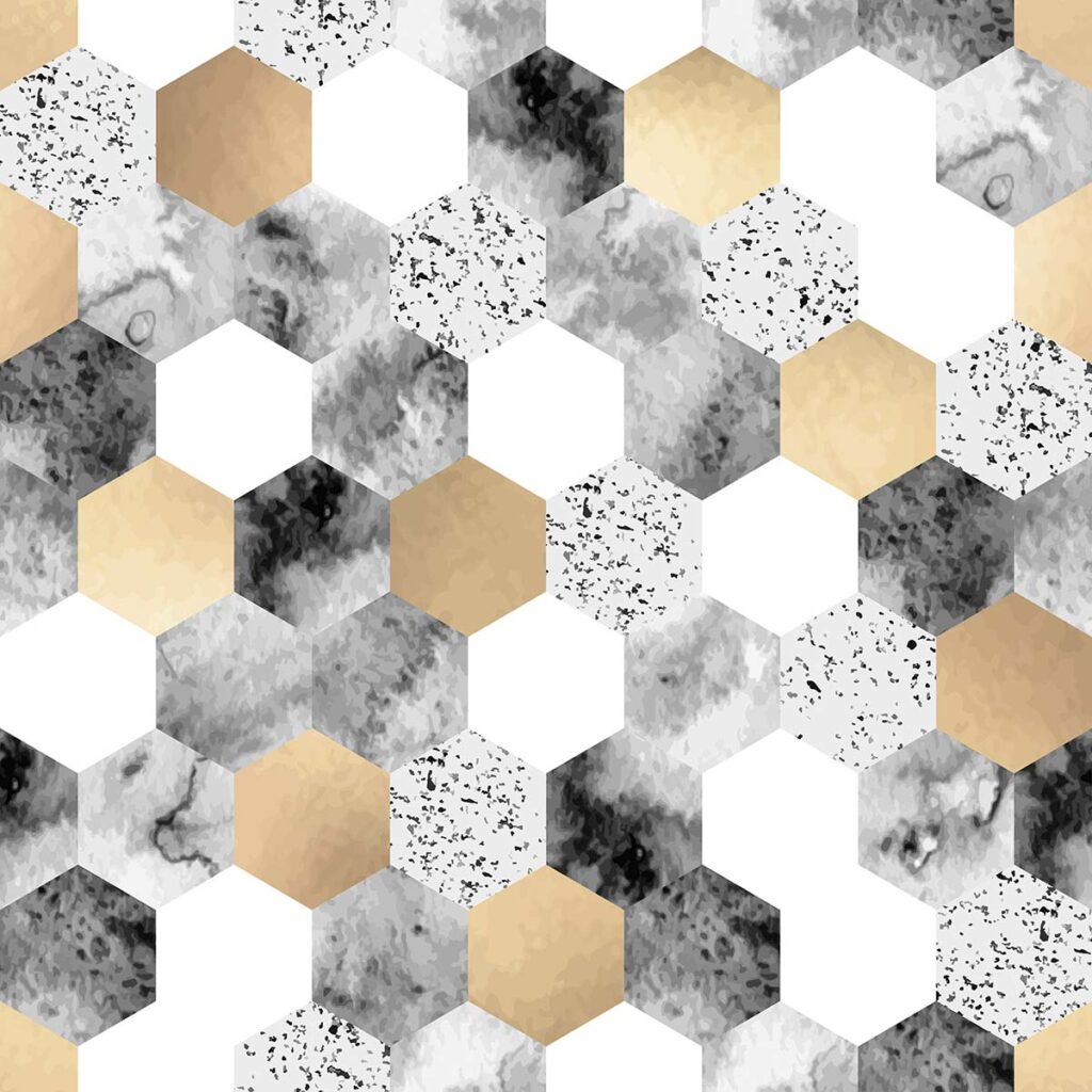 Gold and Grey Hexagon Pattern Modern Wallpaper - Magicdecor®