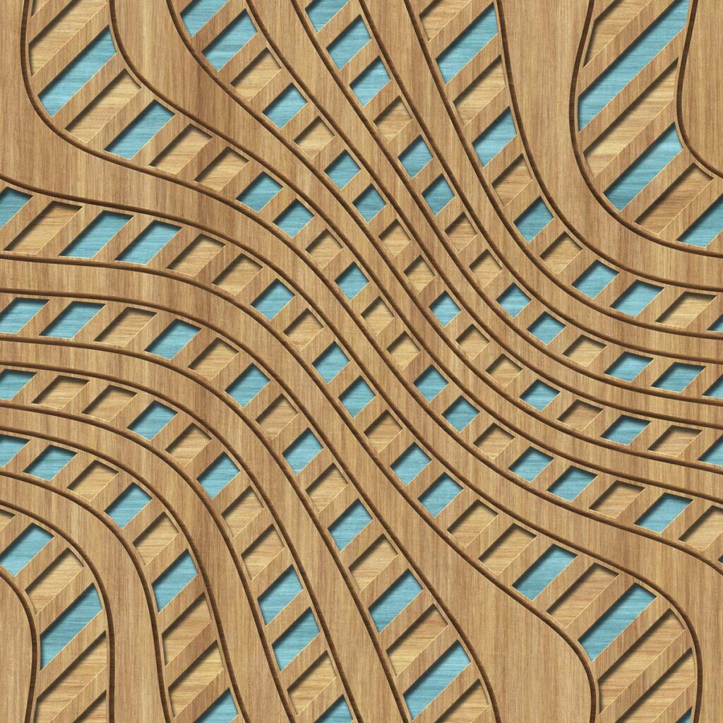 A wood panel with blue lines - Magicdecor®