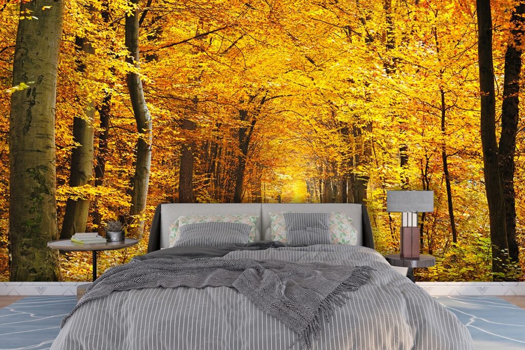 Living Room Wallpaper - Path with yellow leaves on it - Magicdecor®
