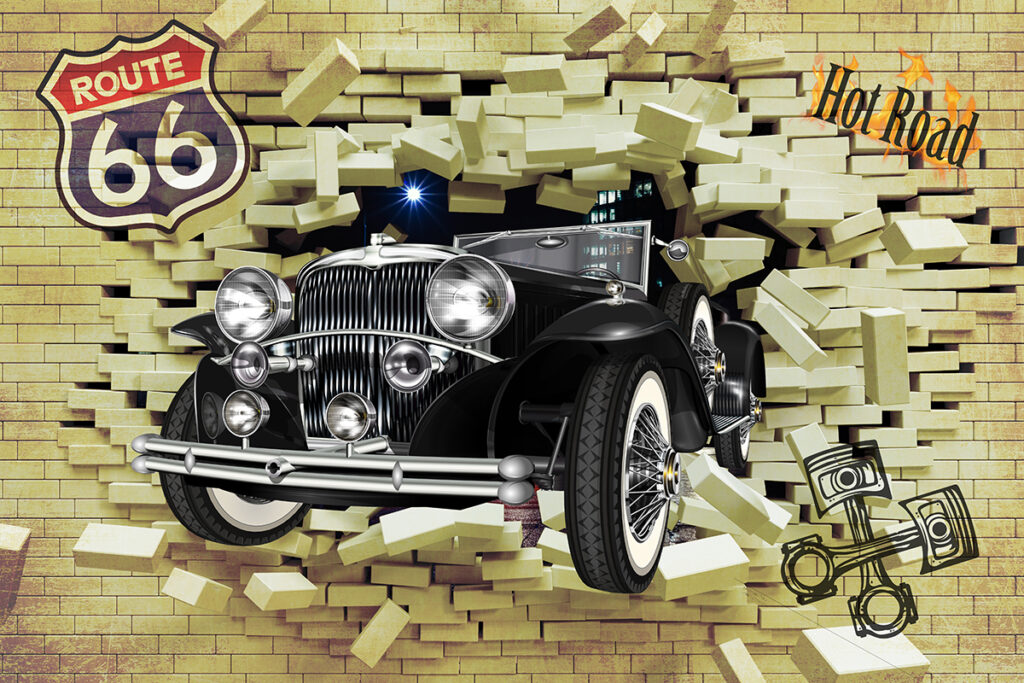 A car breaking through a wall - Magicdecor®