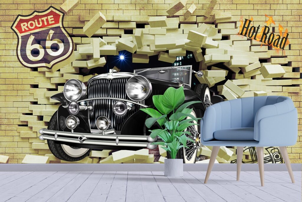 A car breaking through a wall - Magicdecor®