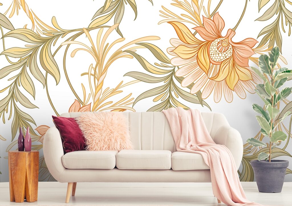 A Captivating Wallpaper Pattern of Flowers and Leaves - Magicdecor®