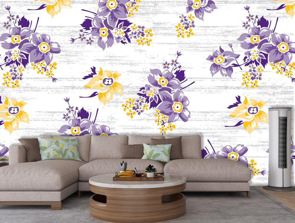 A pattern of purple and yellow flowers - Magicdecor®