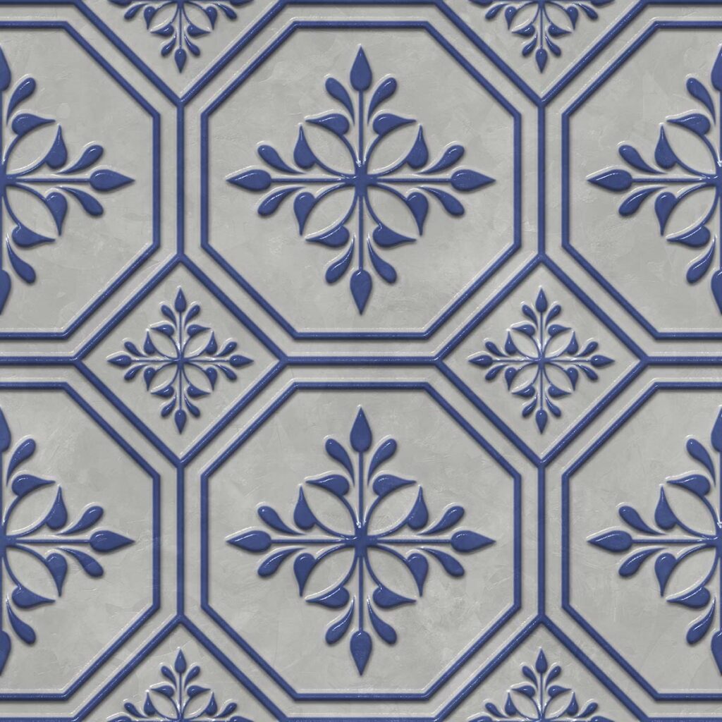 A pattern of blue and white tiles - Magicdecor®