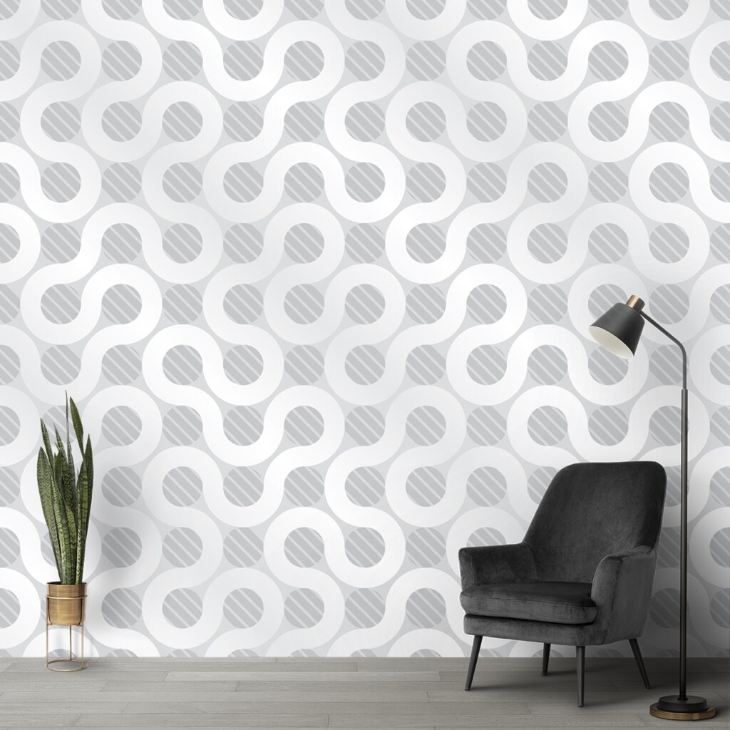 A Seamless Wallpaper Pattern White and Gray Curves - Magicdecor®