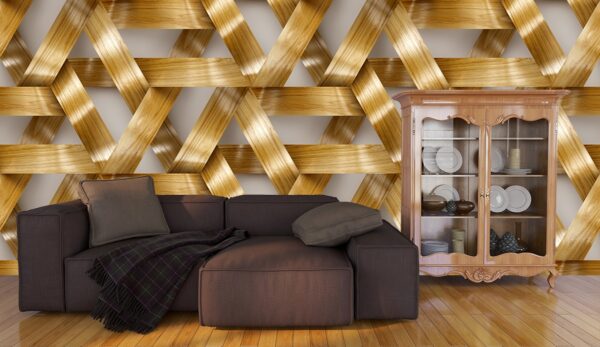 3D Pattern of Wood Strips Wallpaper - Magicdecor®