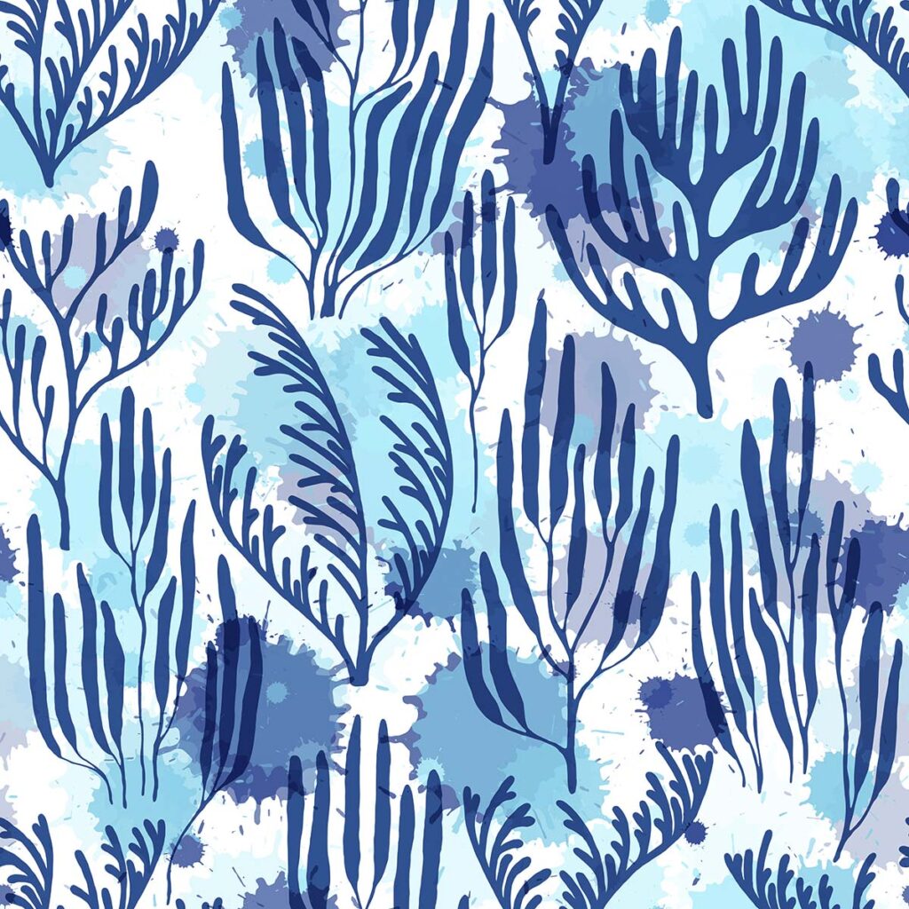 Pattern of Blue Plants Wallpaper for Walls - Magicdecor®